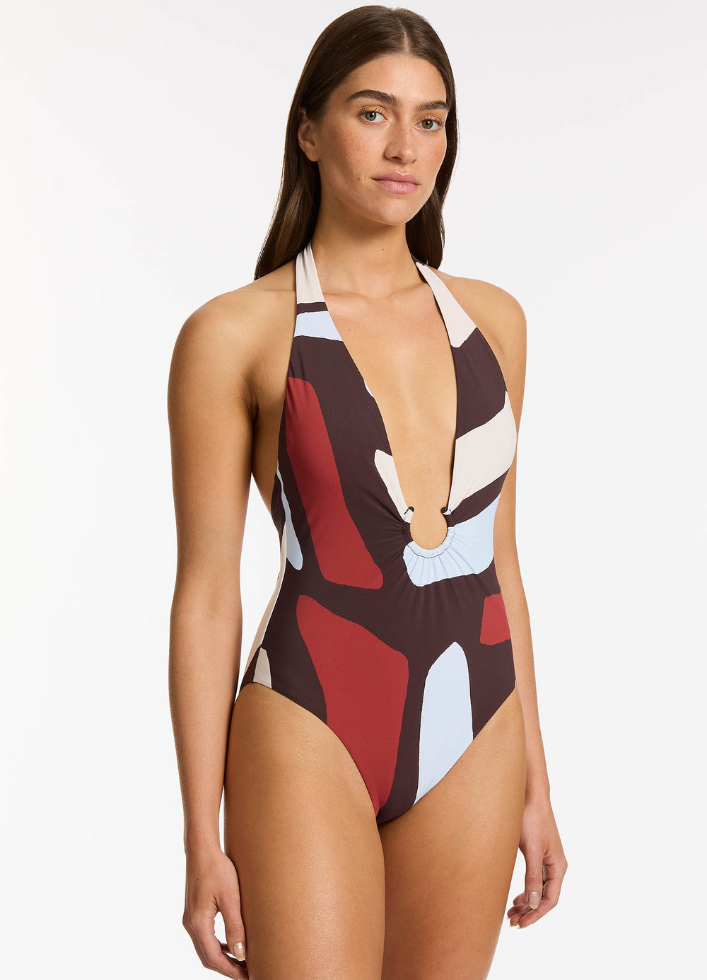 Zarla Plunge One Piece - Ruby – JETS Australia