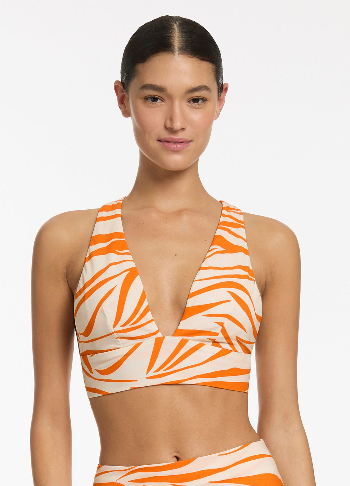 Fine Lines Soft Triangle Bikini Top - Papaya – JETS Australia
