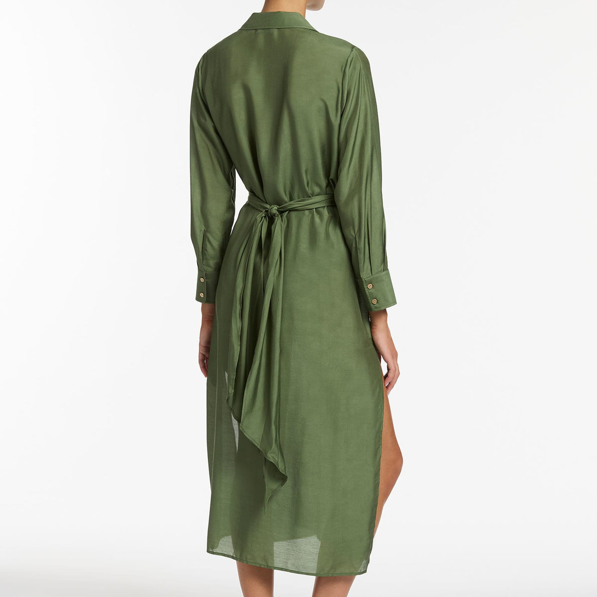 Jetset Wrap Shirt Dress - Olive – JETS Australia