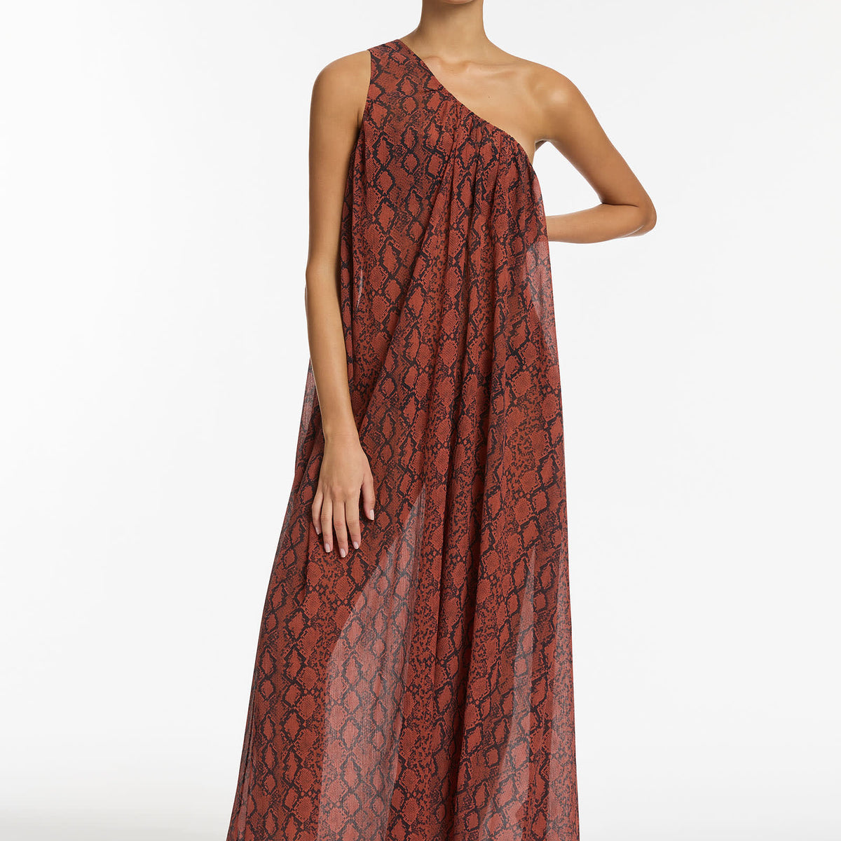 Python Crinkle One Shoulder Maxi Dress - Spice – JETS Australia