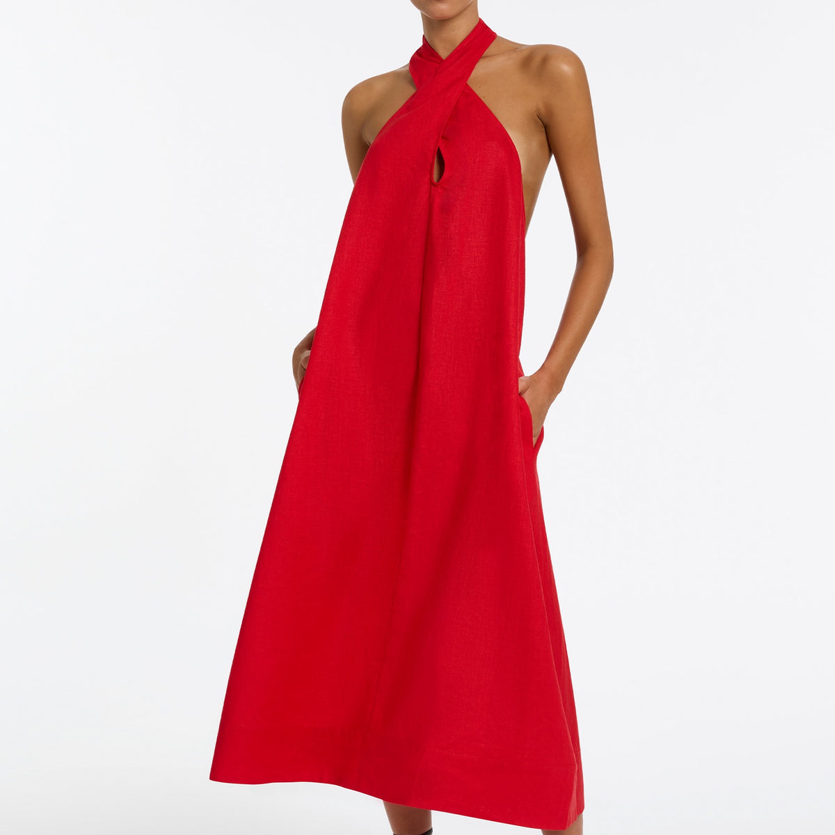 Jetset Low Back Halter Dress - Rosso – JETS Australia