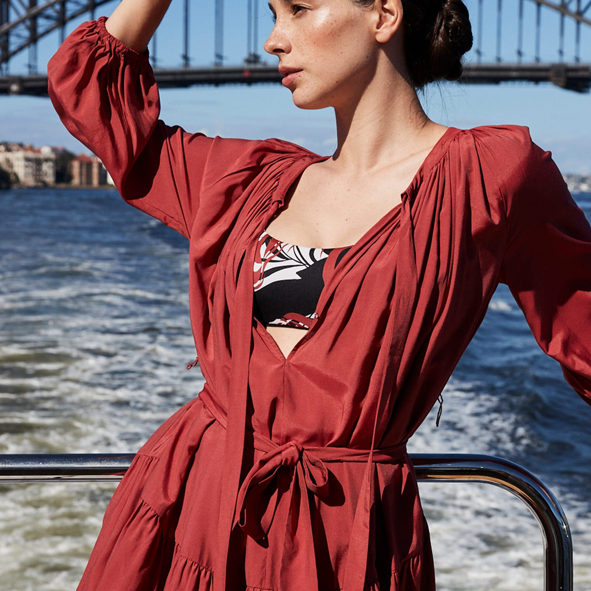 Casa Lucia Bell Sleeve Kaftan - Desert Red – JETS Australia