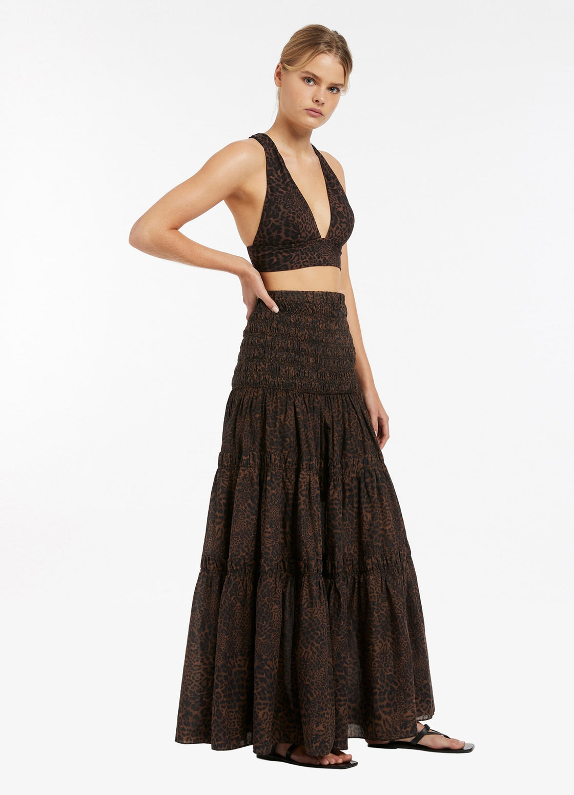 Pantera Shirred Skirt/Dress - Chocolate – JETS Australia