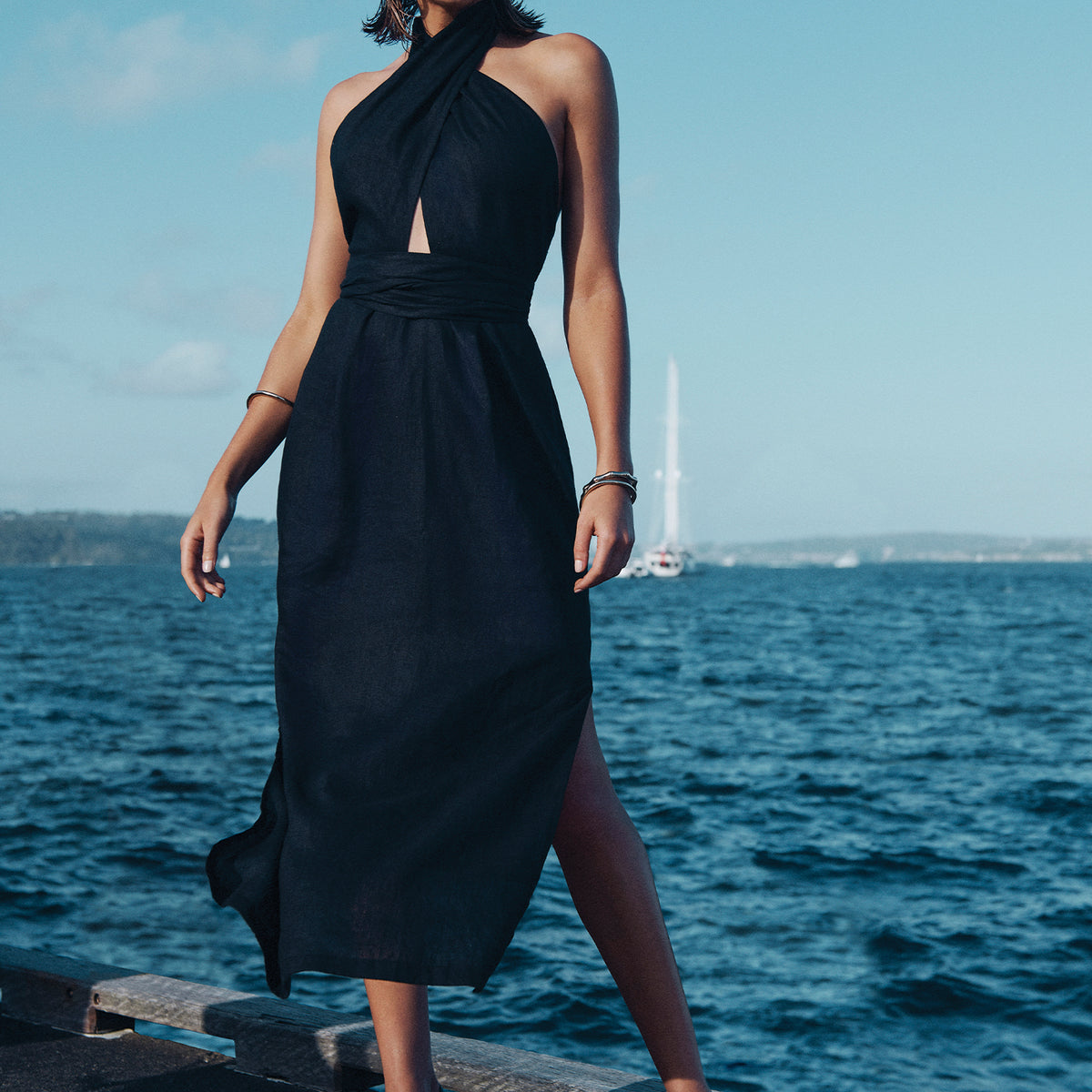 Jetset Wrap Front Dress - Black – JETS Australia