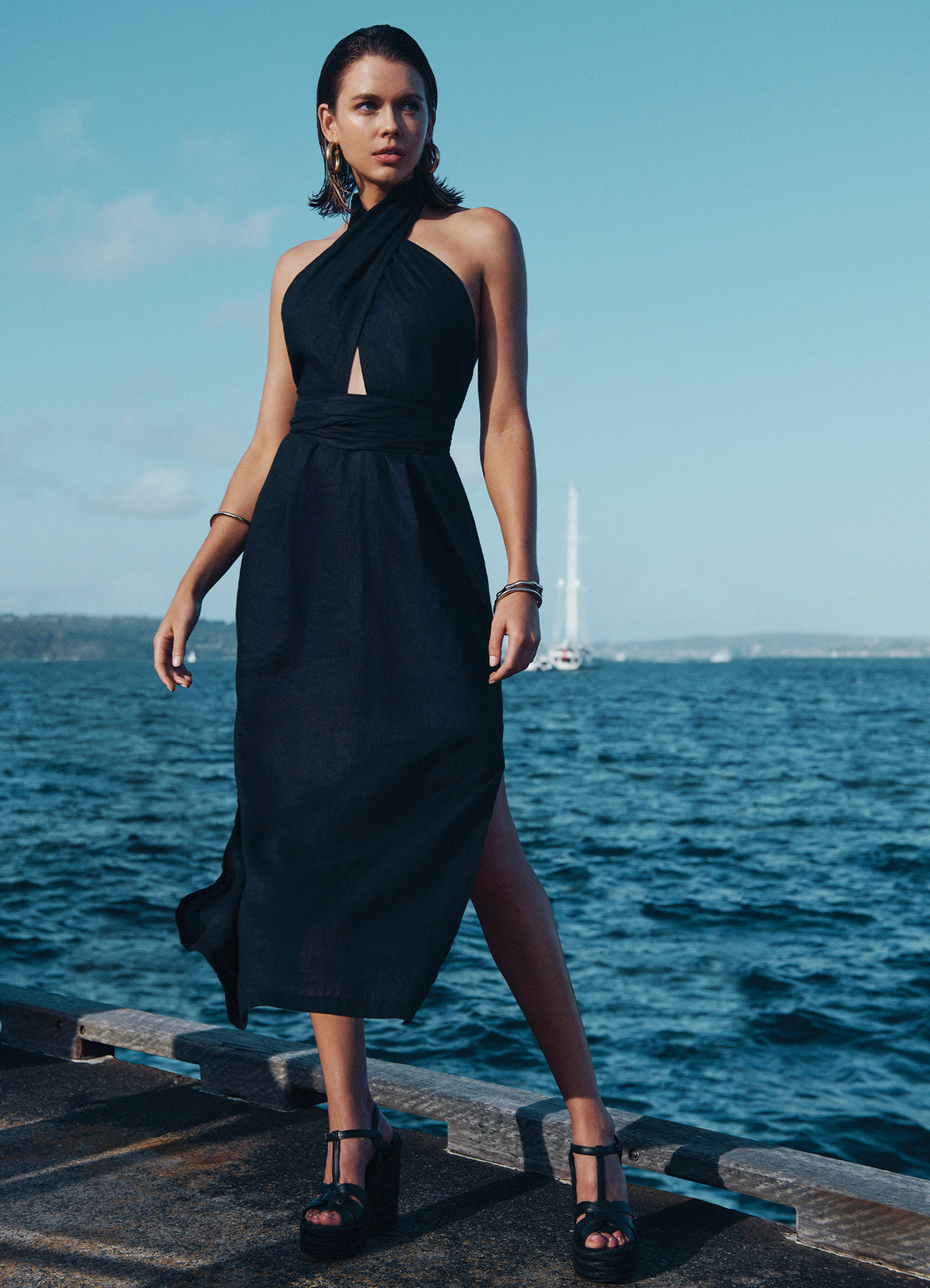 Jetset Wrap Front Dress - Black – JETS Australia