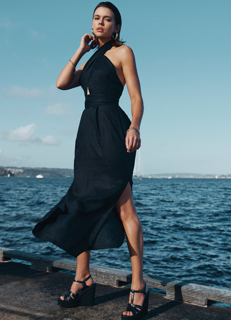 Jetset Wrap Front Dress - Black – JETS Australia