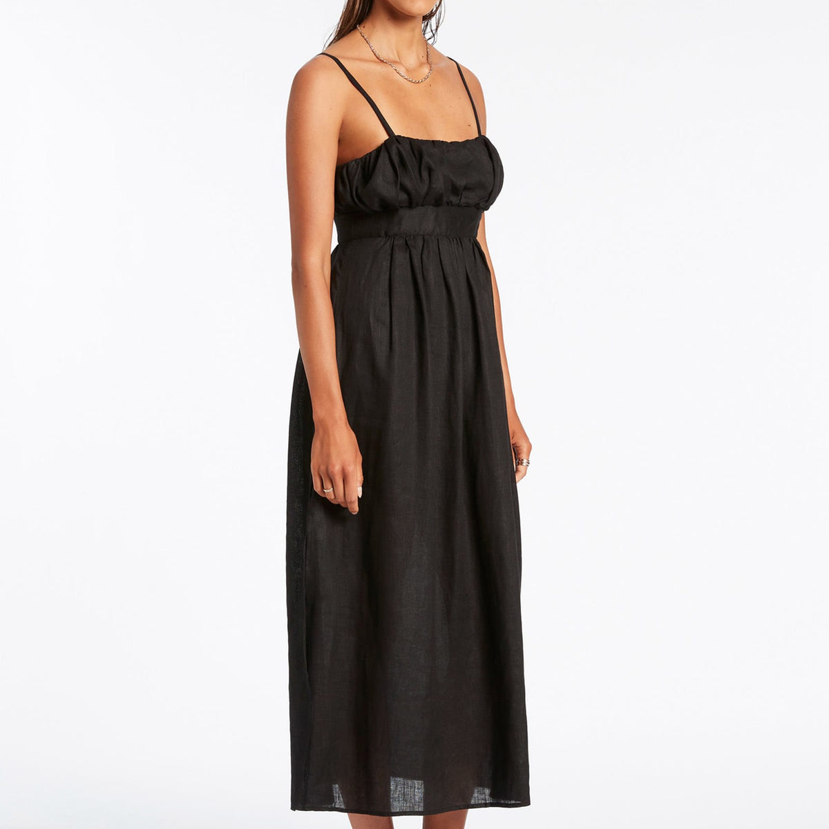 Jetset Gathered Dress - Black – JETS Australia