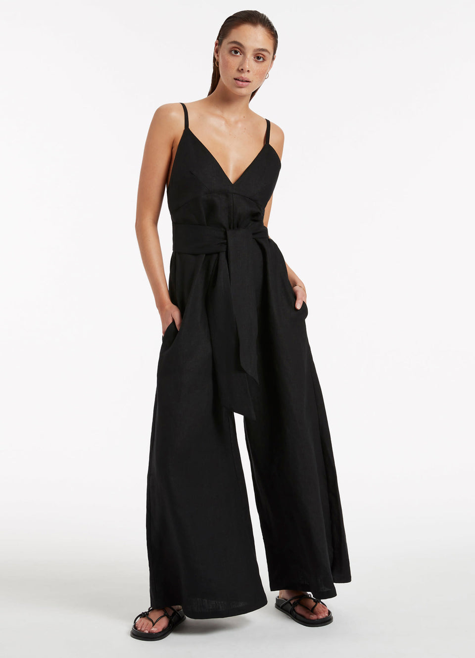 Jetset V-Neckline Jumpsuit - Black – JETS Australia